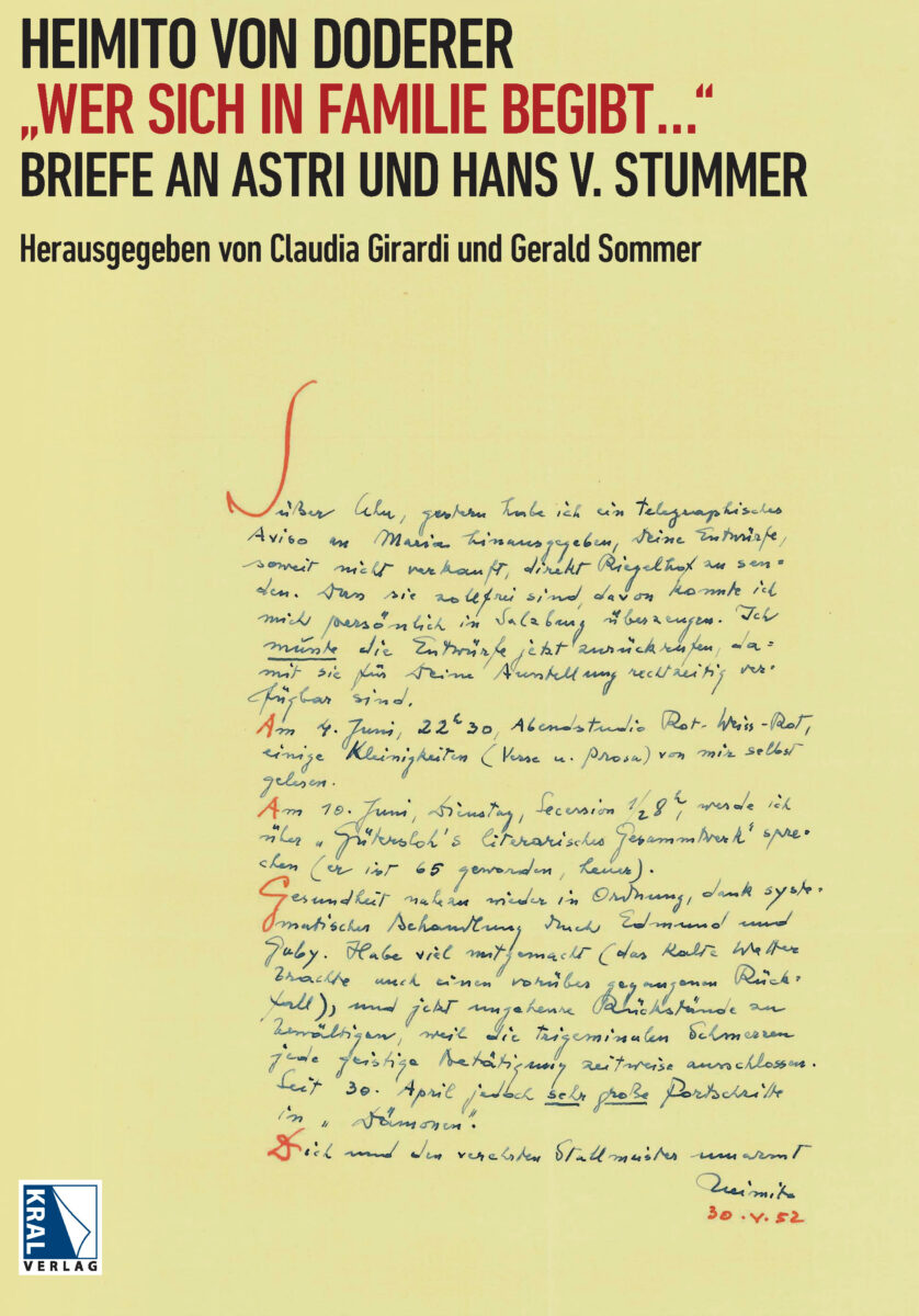 Die privaten Briefe von Heimito von Doderer sind jetzt im Kral Verlag ...